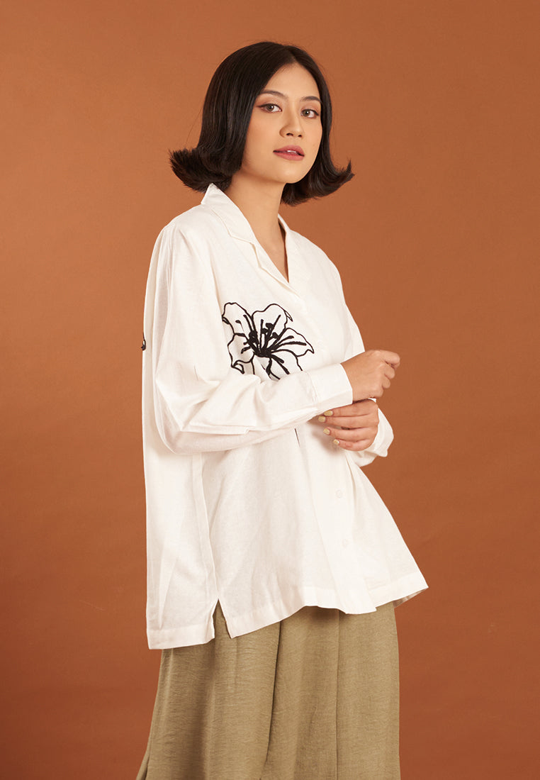 NONA Jemima Embro Shirt Long Sleeve Broken White – NONA OFFICIAL STORE